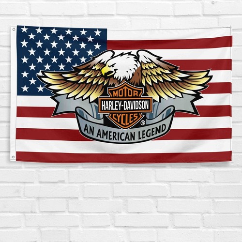Harley Davidson Motorcycle USA Flag 3x5 ft Legendary Banner Garden ...