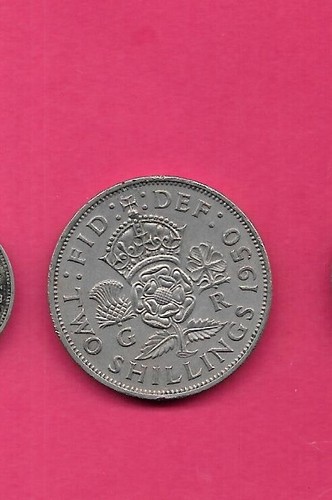 GREAT BRITAIN GB UK KM878 1950 VF-VERY FINE-NICE OLD VINTAGE FLORIN ...