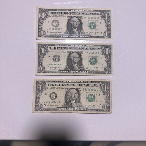 Five of a Kind 6s 666 Fancy Serial Number One Dollar Bill Lot of 3 ...