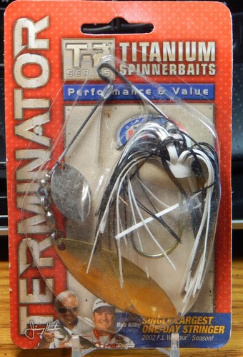 TERMINATOR T-2 TITANIUM SPINNERBAIT IN BLACK/WHITE COLOR 1/2OZ NIP LQQK ...