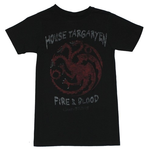 Game of Thrones Mens T-Shirt - House of Targaryan Distressed Crest Fire ...