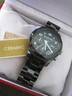 MICHAEL KORS RUNWAY CERAMIC BLACK+CHRONOGRAPH DIAL+DATE MIDSIZED WATCH ...