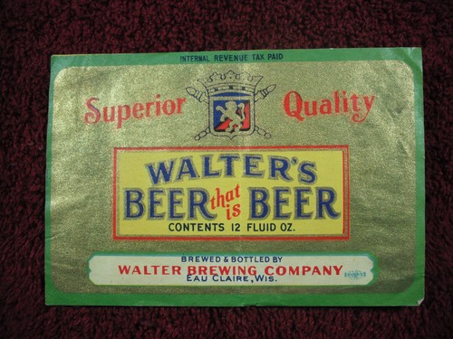 Walter's Beer Superior Quality beer label | eBay