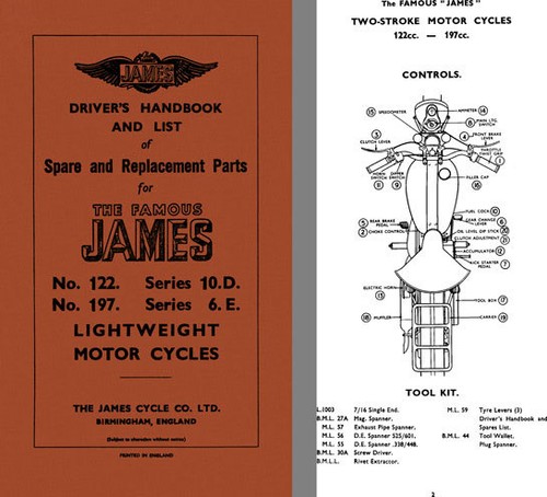 James No. 122 Series 10D, No. 197 Series 6E Lightweight Motor Cycles ...