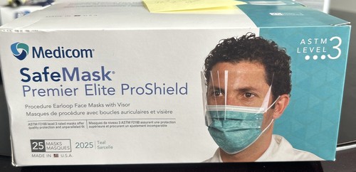 Medicom SafeMask Premier Elite ProShield Face Mask w/Visor, Teal 25/Bx ...