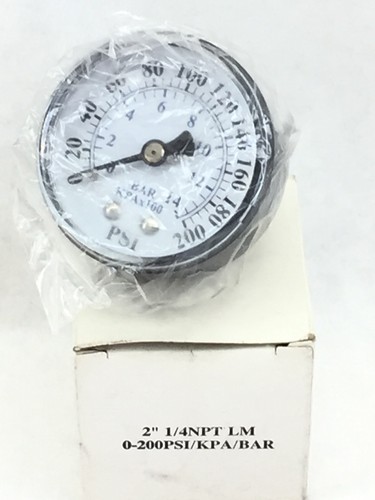 NIB! PSI PRESSURE GAUGE 2” 1/4NPT LM 0-200PSI/KPA/BAR (A537) | eBay