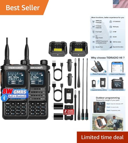 Dual Band Long Range GMRS Walkie Talkies with Bluetooth and 60 Hour ...