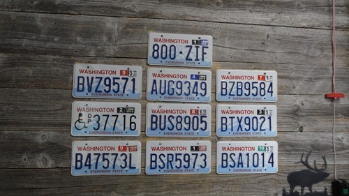 10 Washington Evergreen State embossed license plates Washington for ...