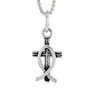 Sterling Silver Christian Fish with Cross Pendant / Charm, Italian Box ...