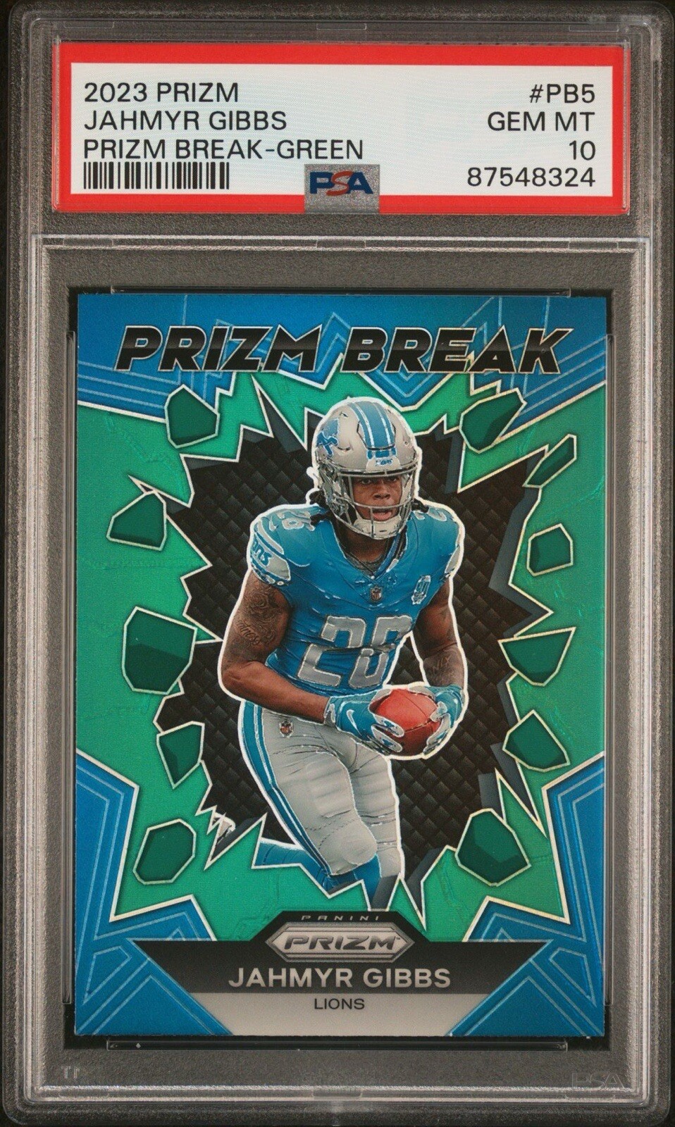 Jahmyr Gibbs 2023 Prizm #PB-5 Prizm Break - Green PSA 10 Price Guide ...