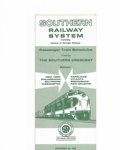 SOUTHERN RAILWAY SYSTEM TIMETABLE NOVEMBER 20, 1970 | eBay