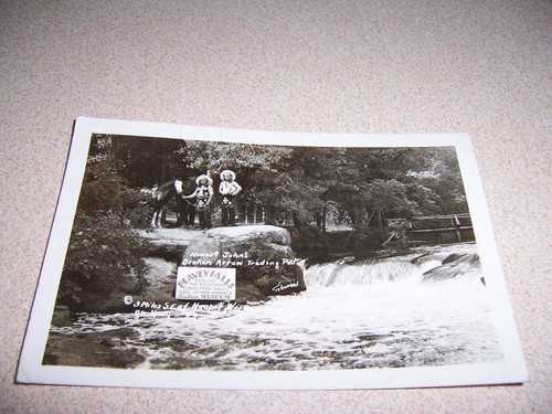 1950s INDIANS & TRADING POST SIGN, PEAVEY FALLS WISCONSIN RPPC POSTCARD ...