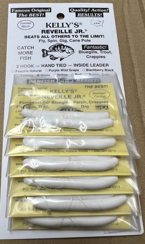 Kelly Reveille Jr "Rubber Worm" White ***Card of 12 Worms*** | eBay
