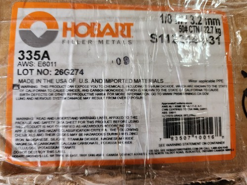 S112244-031 Hobart 335A E6011 1/8" Stick Electrodes 50 lb Box | eBay