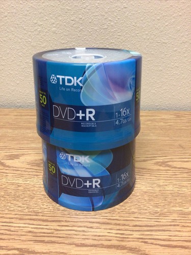 Lot Of 2 TDK 1-16x Speed DVD+R 50 Pack Spindle 4.7GB Brand New Sealed ...