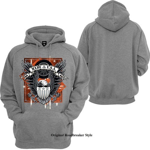 Hooded Sweatshirt/Hoody Gray Biker Chopper & Old School Design Model ...