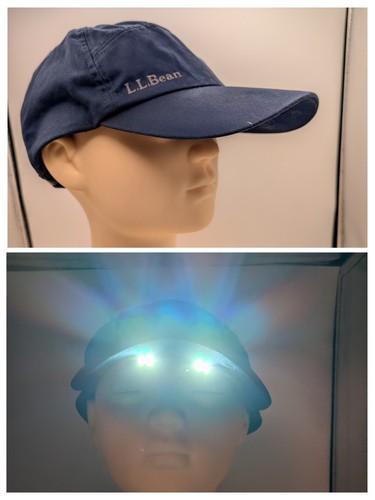 LL Bean LED Lighted Pathfinder Panel Hat Navy Blue Strapback Baseball ...