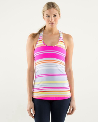Lululemon Cool Racerback Tank Top Groovy Stripe Raspberry Glo SZ Small ...