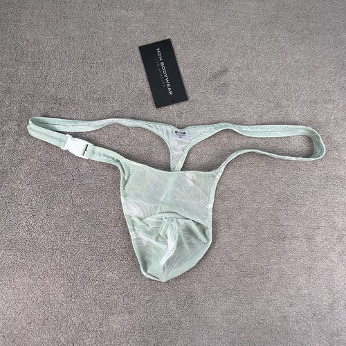 N2N Bodywear Men sage green marble fire island Sheer mesh swim thong ...