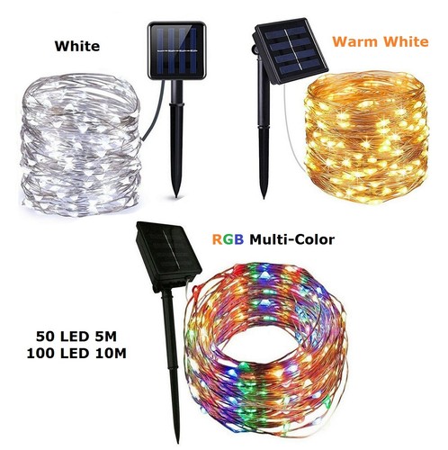 Outdoor Waterproof Copper Wire Solar String Lights LED Garden Xmas ...