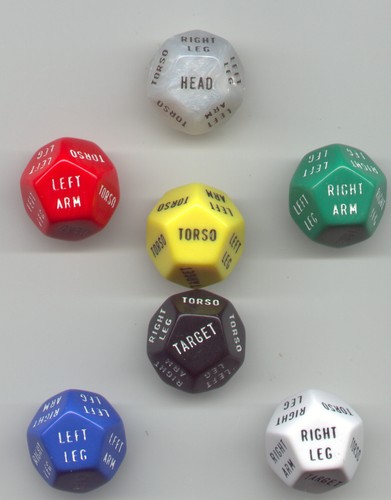 RPG Set of 7 D12 Hit Location Die.. (20mm) | eBay