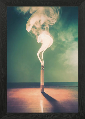 cigarette with dense smoke Framed Wall Art Poster Canvas Print Picture ...