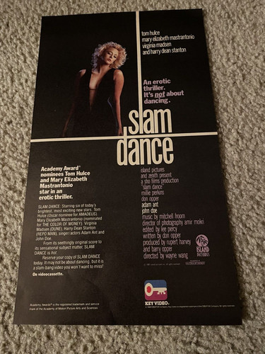 Vintage 1988 "SLAM DANCE" MOVIE Poster Print Ad VIRGINIA MADESEN TOM ...