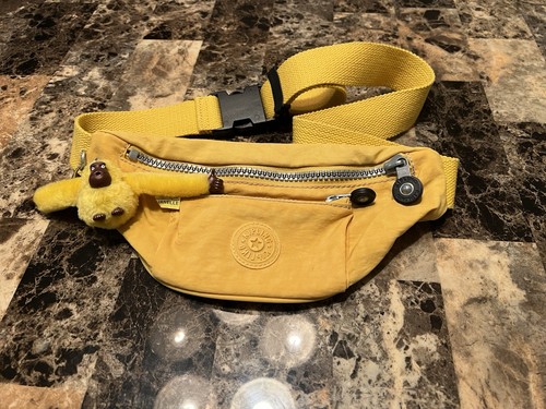 Kipling Fanny Bag Yellow Adjustable Strap Pockets Zipper | eBay