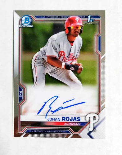 Johan Rojas 2021 1st Bowman Chrome AUTO Prospect AUTOGRAPH Phillies RC ...