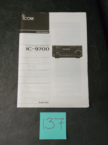 Icom IC-9700 VHF / UHF ALL MODE Transceiver ORIGINAL Basic Manual | eBay