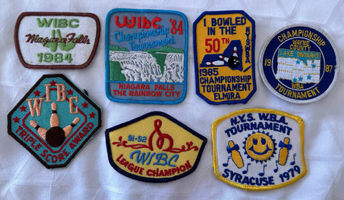 LOT OF 7 VINTAGE BOWLING PATCHES 1984 NIAGARA FALLS WIBC SYRACUSE WBA ...
