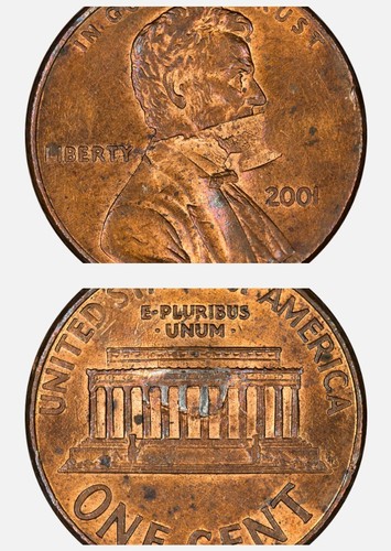 2001 Lincoln Memorial Struck- Through Brockage Error Penny | eBay