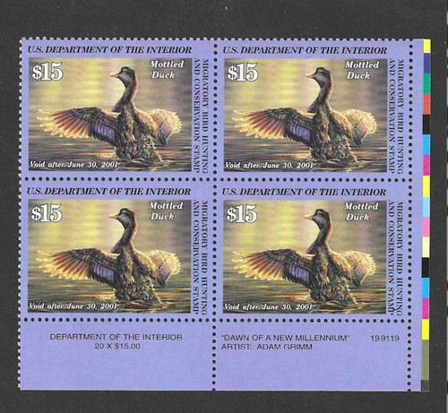 #RW67 2000 FEDERAL DUCK STAMP PLATE BLOCK/4 MNH- MOTTLED DUCK | eBay
