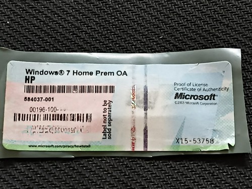 Microsoft Windows 7 Home Premium 64 /32 Bit , Product Key / COA Sticker ...