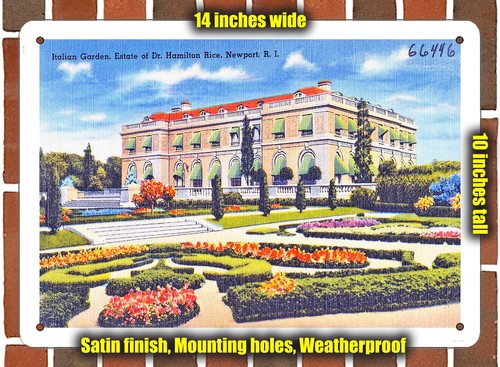 Metal Sign - Rhode Island Postcard - Italian Garden, Estate of Dr ...