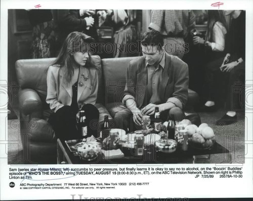 1989 Press Photo Alyssa Milano and Phillip Linton Star in "Who's The ...