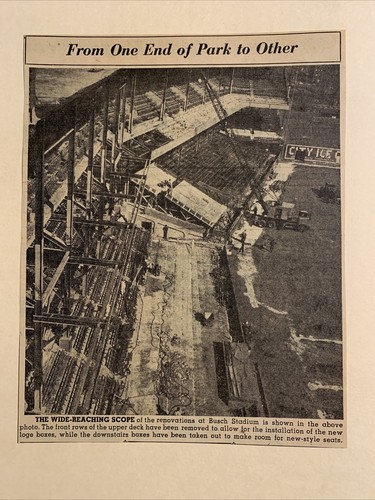 Busch Stadium Construction Cardinals 1954 Sporting News Baseball 8X6 ...