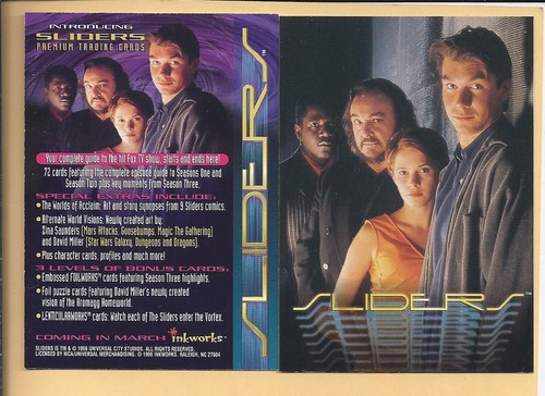 *1996 Sliders (Inkworks) "Promo Card" 2 Cards Lot | eBay