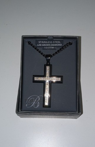 MENS STAINLESS STEEL DIAMOND CROSS CHAIN | eBay