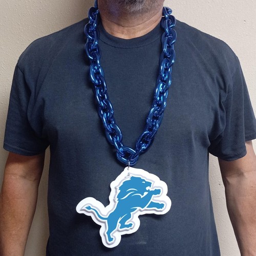 Detroit Lions BIG Fan Chain Necklace Big Logo BLUE Chain | eBay