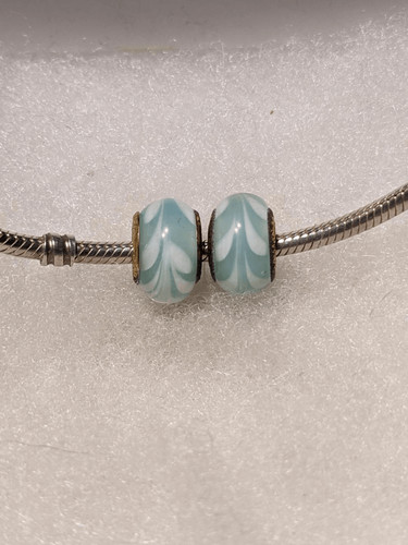 Set of 2 NEW Pandora Mint Green with White Swirls Murano Glass Beads (GOLDEN COR | eBay
