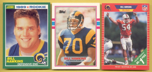 1989 Pro Set Topps Score BILL HAWKINS Los Angeles Rams Rookie 3-Card ...