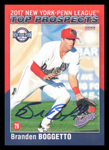 2017 Auburn Doubledays BRANDEN BOGGETTO Signed Card autograph auto ...