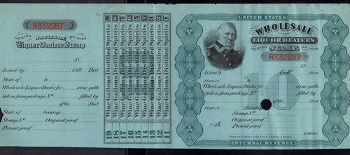 U.S. - Wholesale Liquor Dealers Stamp - Series of 1878 (10 Gallon) | eBay