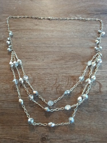 Silvertone Triple Layer Long Necklace Women's Fashion Jewelry | eBay