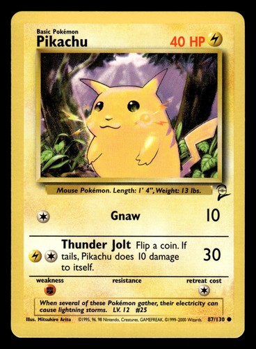 Pikachu 87/130 Common Base Set 2 Pokemon Card - 10 | eBay Australia