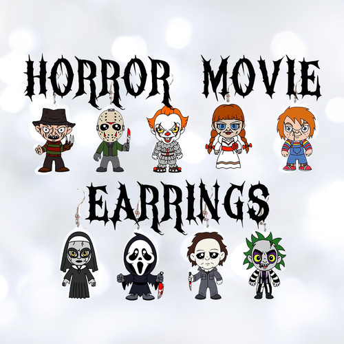 Horror Movie Earrings, Slasher Film Earrings, Halloween Earrings, Scary ...