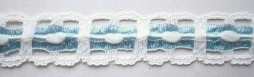 10 Yds. Antique White/Baby Blue 1" Nylon Lace L-65 | eBay