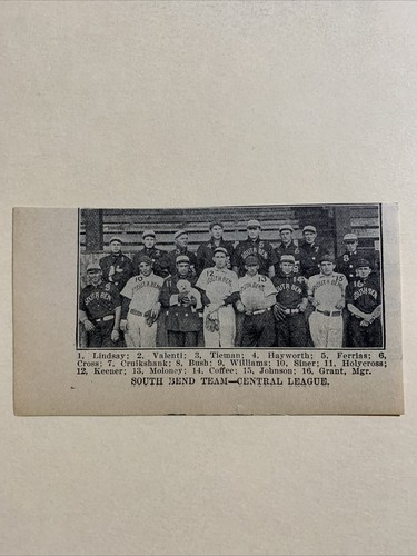 South Bend Greens IN Central League Donie Bush 1907 Baseball Team ...