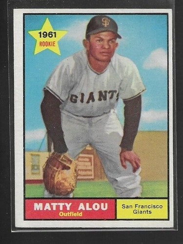 MATTY ALOU 1961 Topps Baseball ROOKIE card #327 San Francisco Giants ...